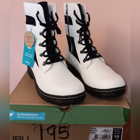 JBU | Shoes | Jbu Stevie White And Black Vegan Leather Boots Nib | Poshmark
